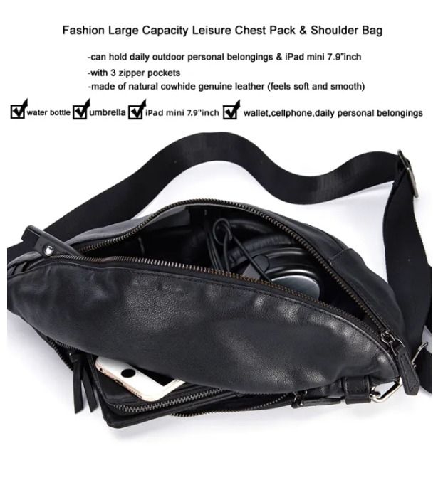 MUNUKI Genuine Leather Multi-pack for Men: Chest Pack, Waist Pouch ...