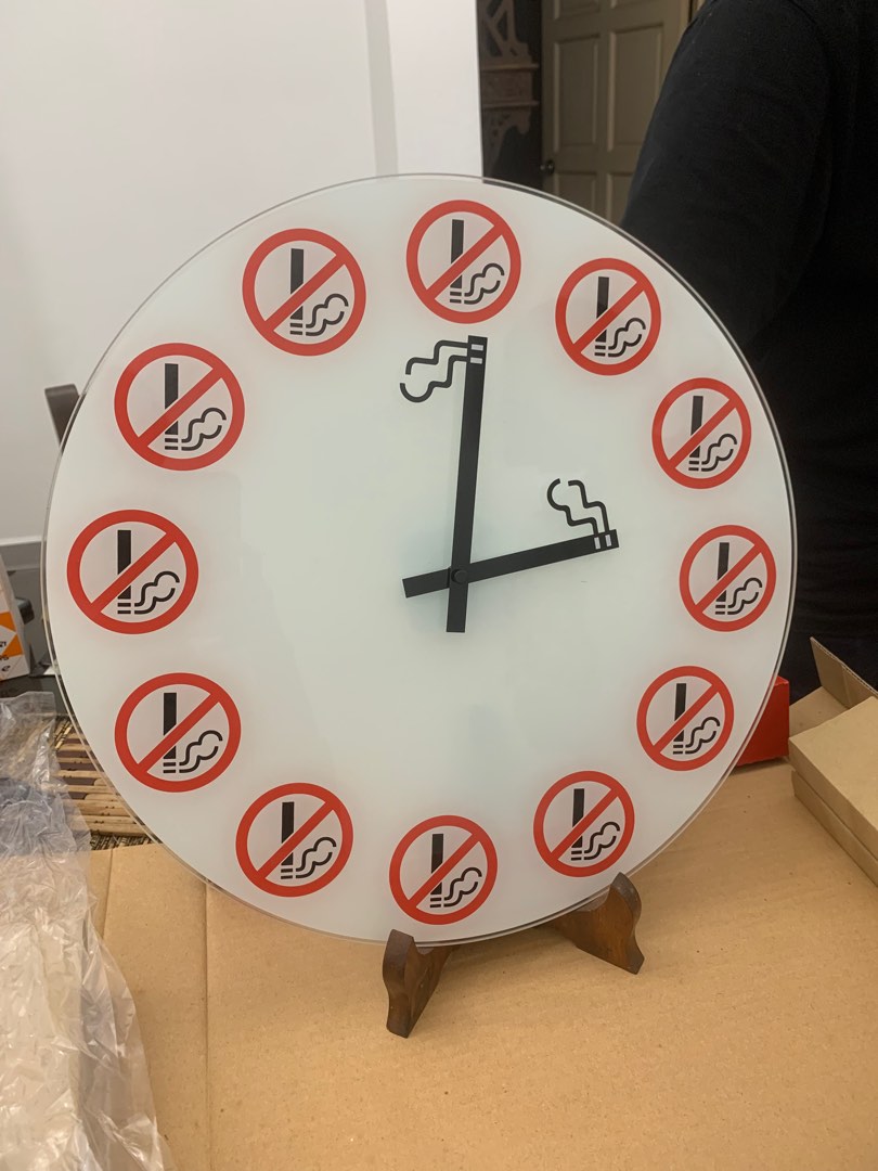 No smoking clock, Furniture & Home Living, Home Decor, Clocks on Carousell