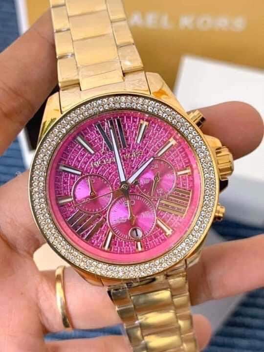 Original MK WREN FUCHSIA CRYSTAL PAVE, Luxury, Watches on Carousell