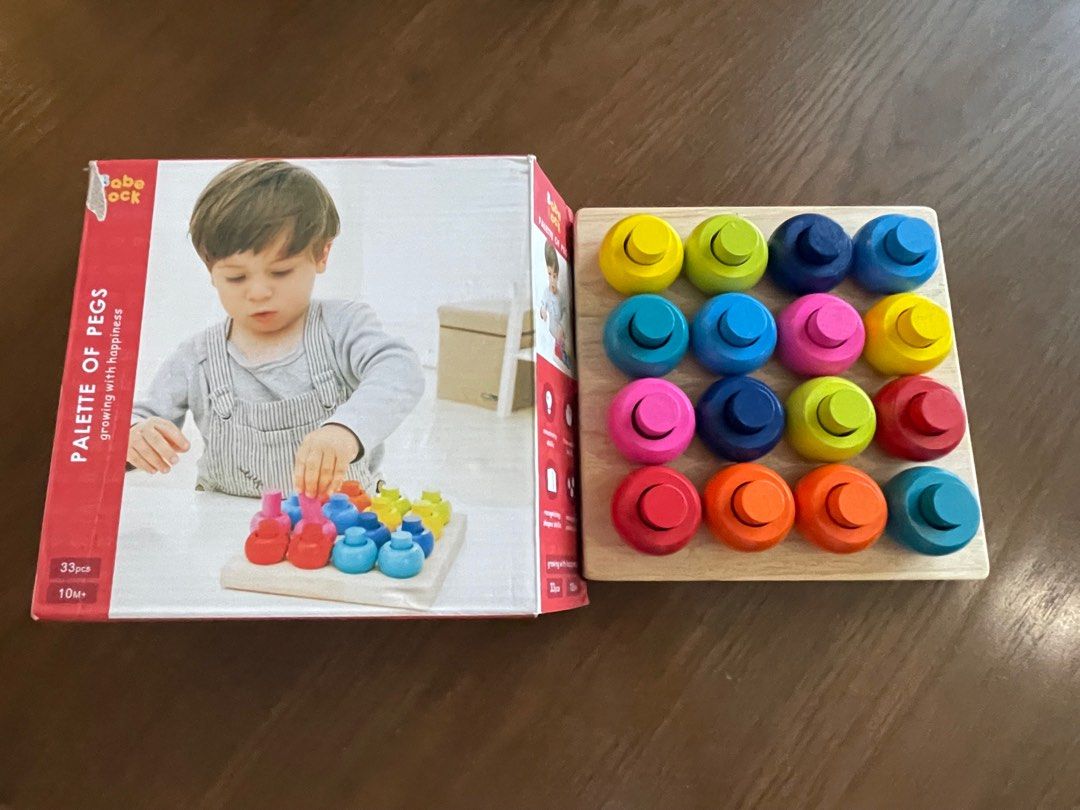 Palette of Pegs Montessori Wood Sorting Toy, Babies & Kids, Infant ...