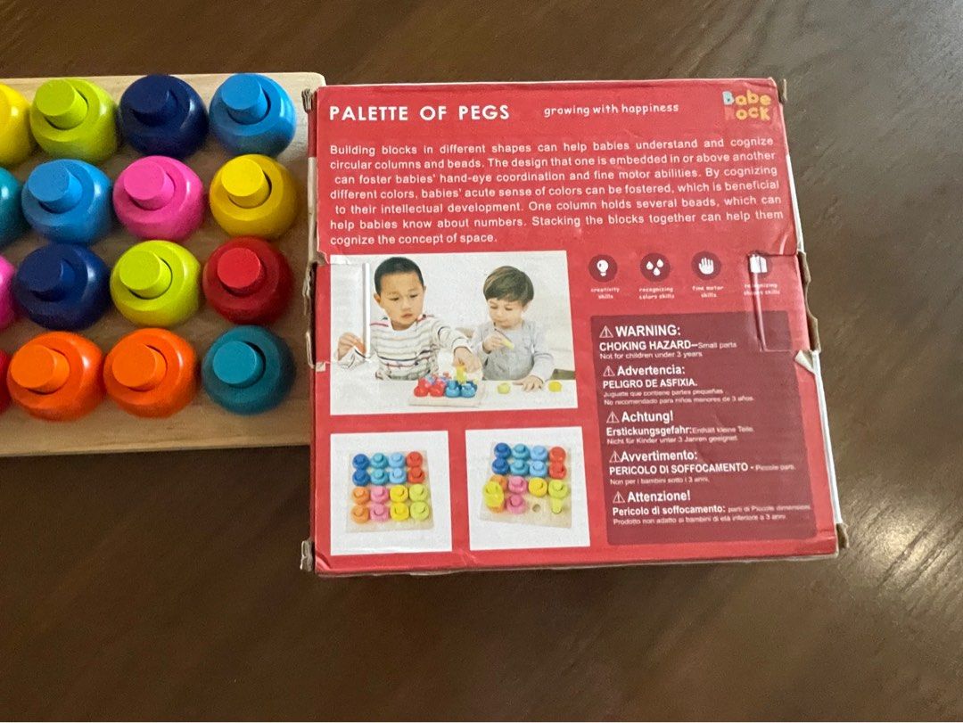 Palette of Pegs Montessori Wood Sorting Toy, Babies & Kids, Infant ...