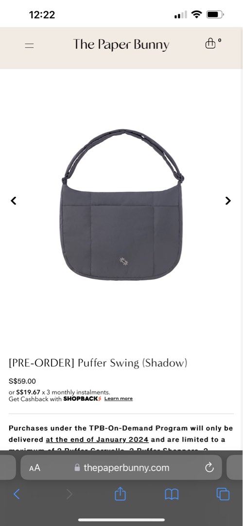 (Reserved) Preorder Paper bunny puffer swing, Women's Fashion, Bags ...