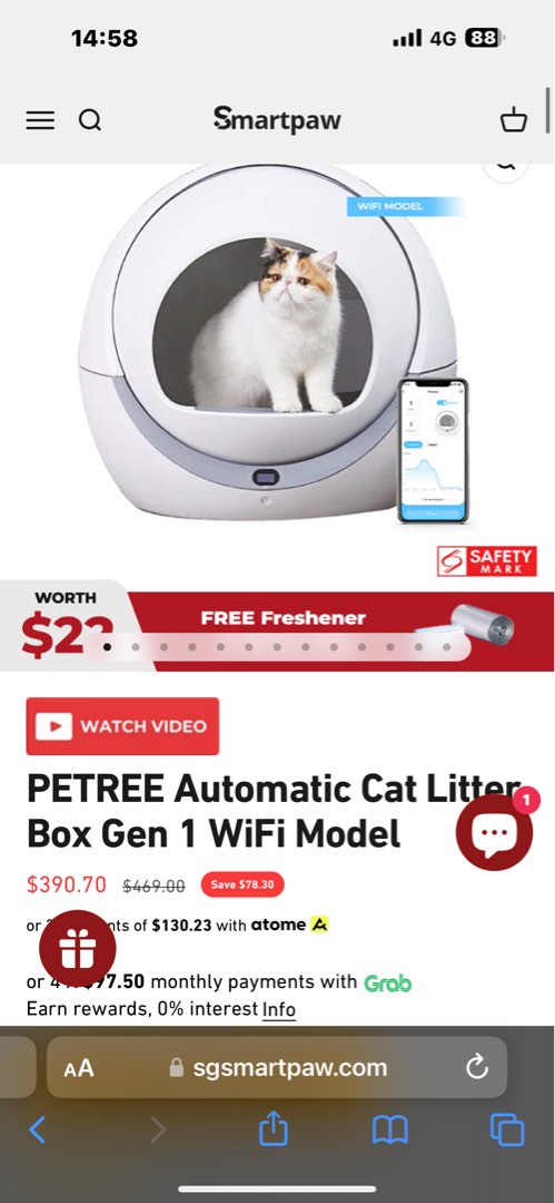PETREE GEN 1 WIFI AUTOMATIC CAT LITTER BOX, Pet Supplies, Homes & Other Pet Accessories on Carousell