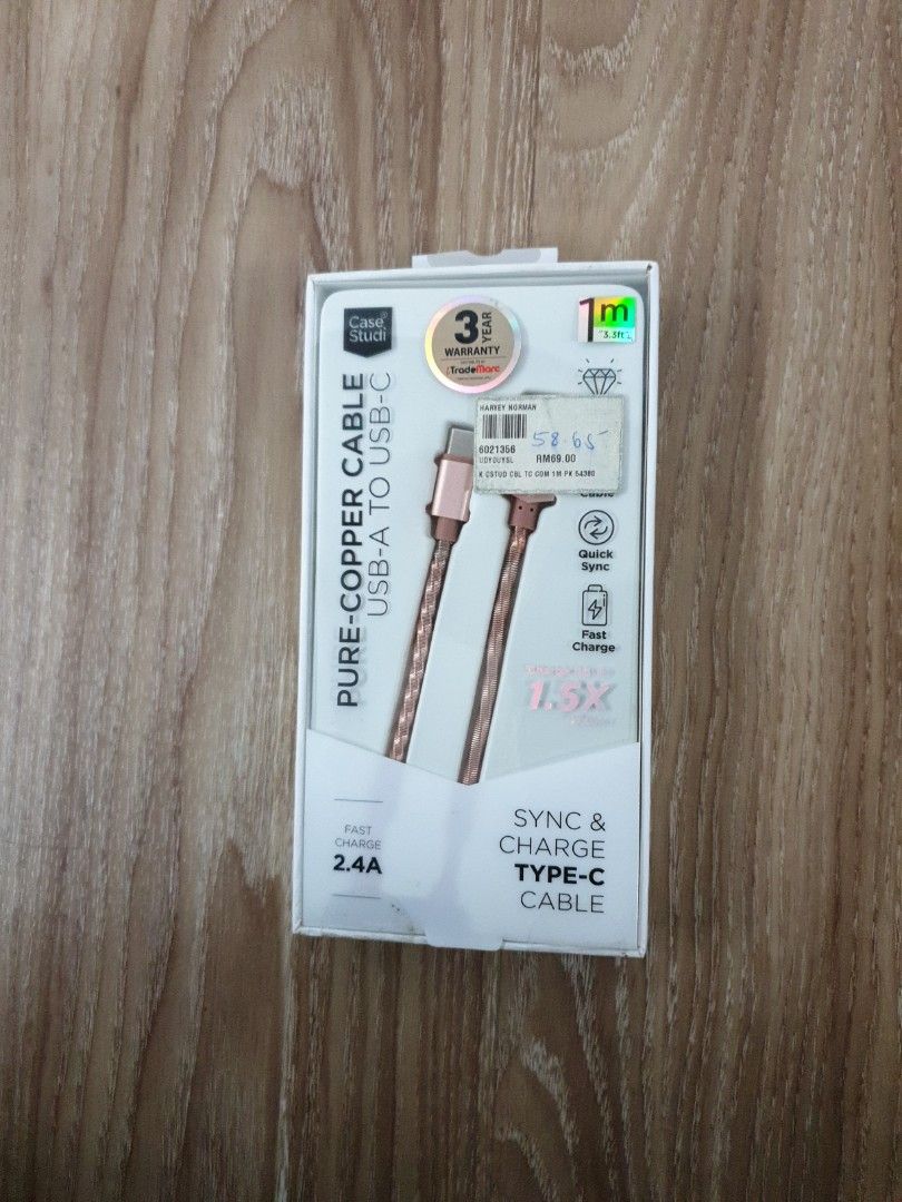 Pure copper cable usb-a to usb-c 1m, Computers & Tech, Parts ...
