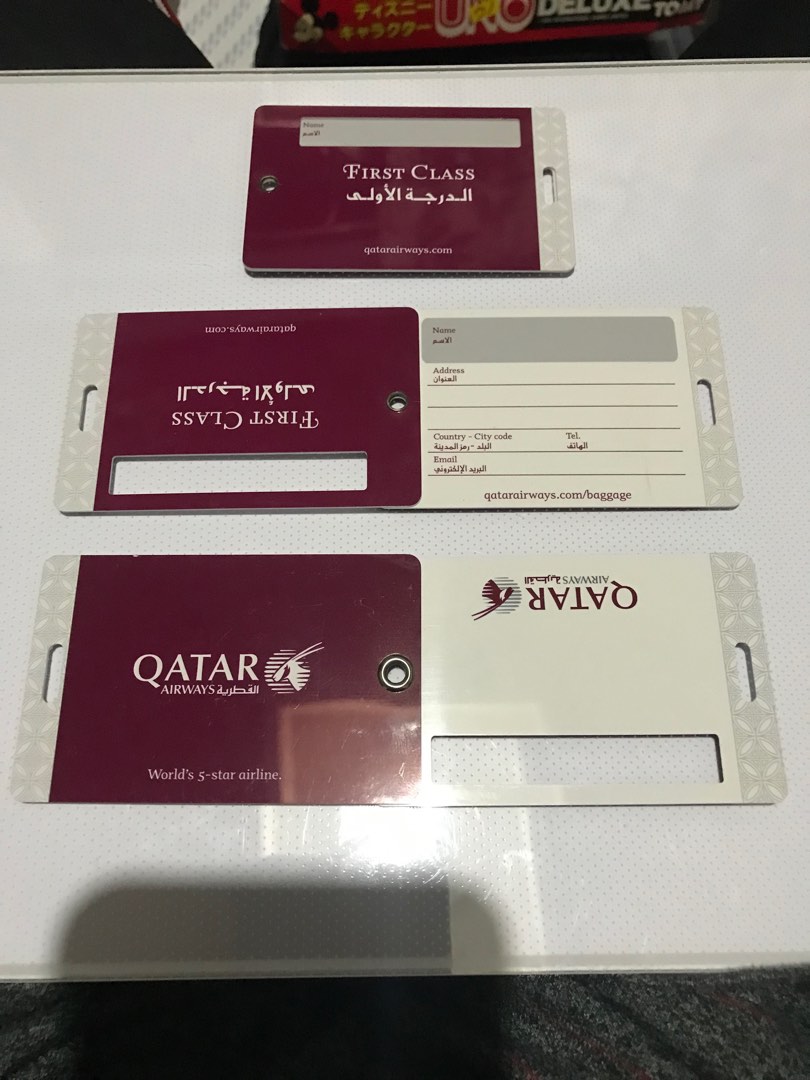 Qatar airlines first class luggage tag, Looking For on Carousell