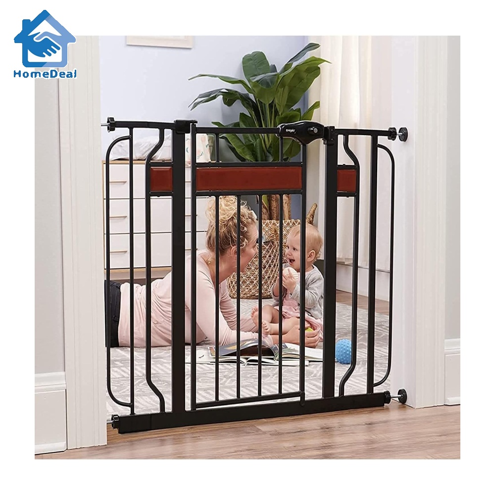 Regalo Home Accents Metal Walk-Through Safety Gate, With Wood Accents ...
