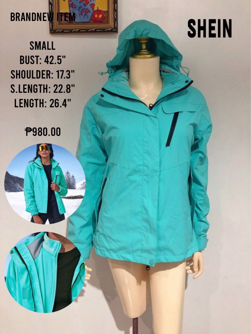 S02 Mint Green Waterproof Hooded Sports Jacket With Detachable Fleece Liner, Women's Fashion ...