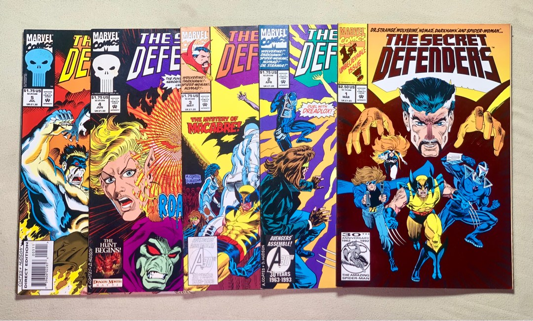 SET - The Secret Defenders 1-5 Marvel Comics 1993, Hobbies & Toys ...
