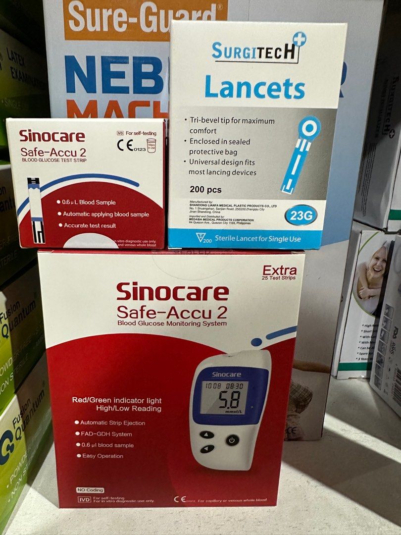 Sinocare Glucometer Set, Health & Nutrition, Medical Supplies & Tools ...