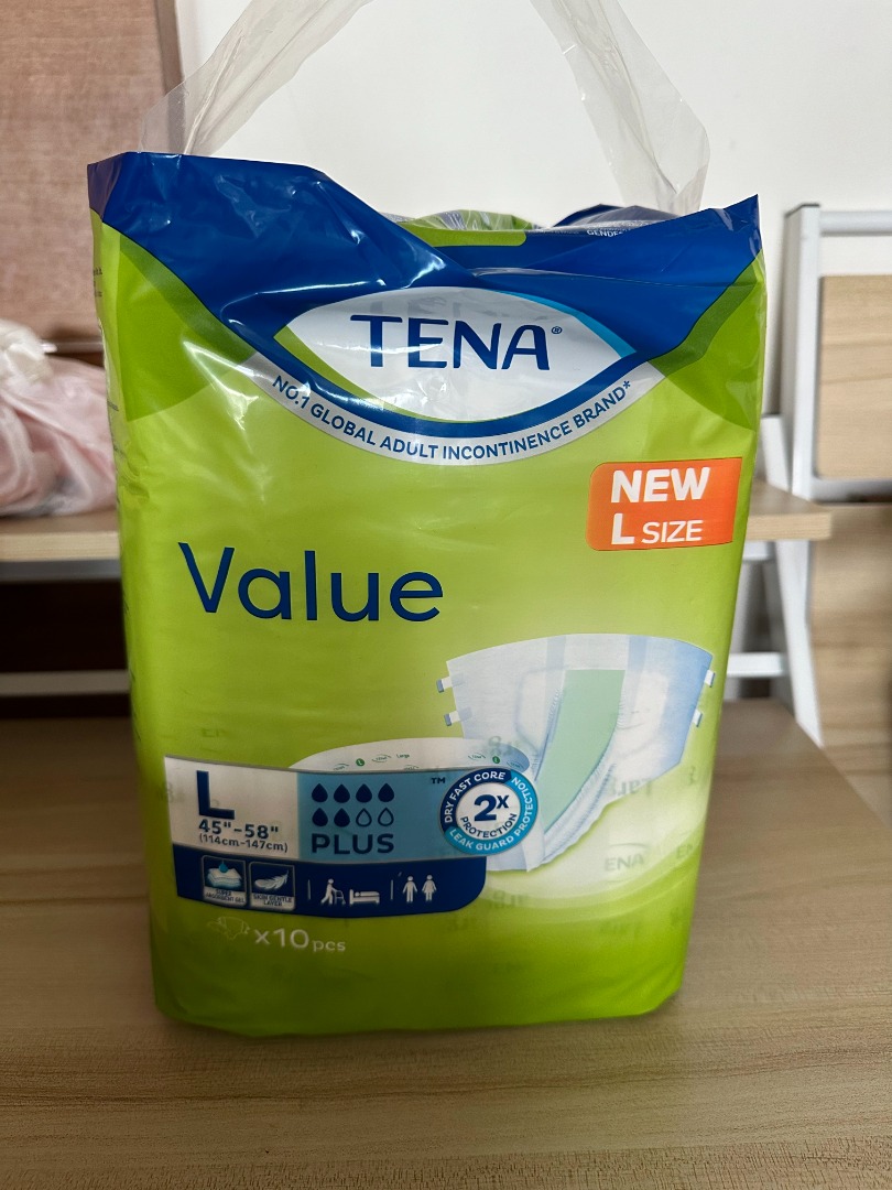 Tena Value Adult Diaper Size L, Health & Nutrition, Medical Supplies & Tools on Carousell