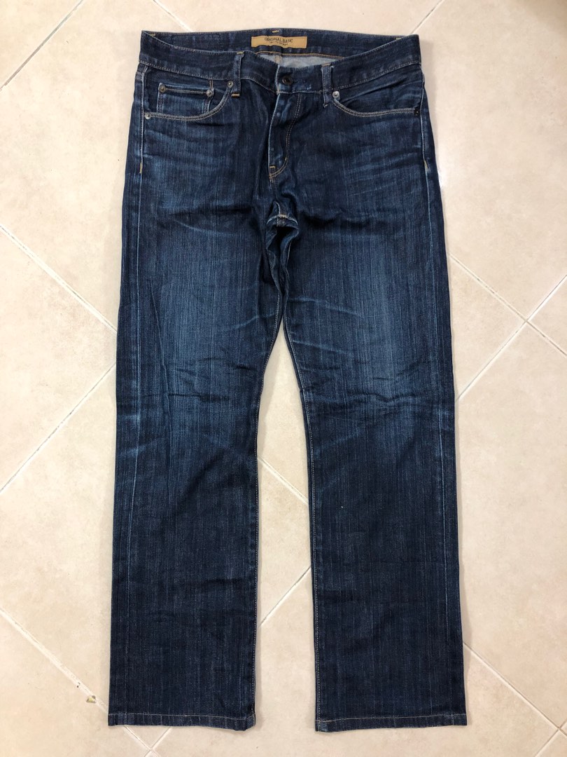 Uniqlo Original Basic Slim Fit Straight Jeans, Men's Fashion, Bottoms ...