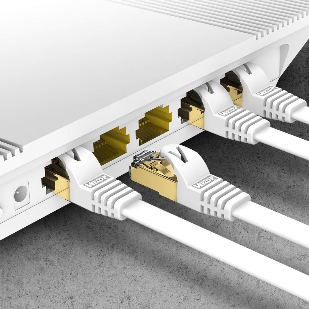 Veetop 5m/16.4ft Flat Cat7 Ethernet Cables High Speed 10Gbps RJ45 ...