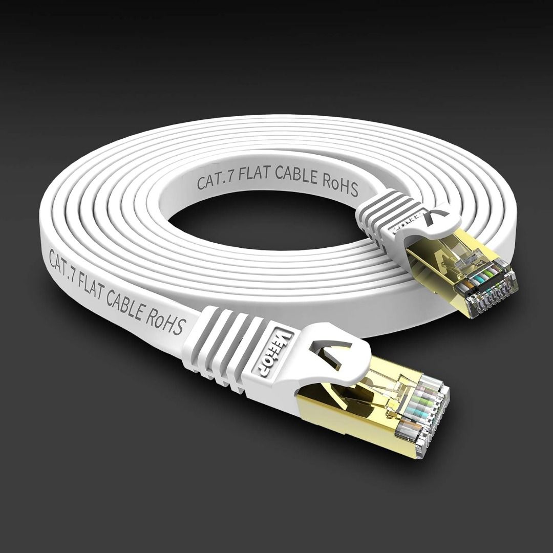 Veetop 5m/16.4ft Flat Cat7 Ethernet Cables High Speed 10Gbps RJ45 ...