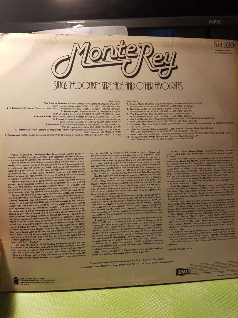 Vintage Monte Rey sings the dinkey serenade and other favourites record ...