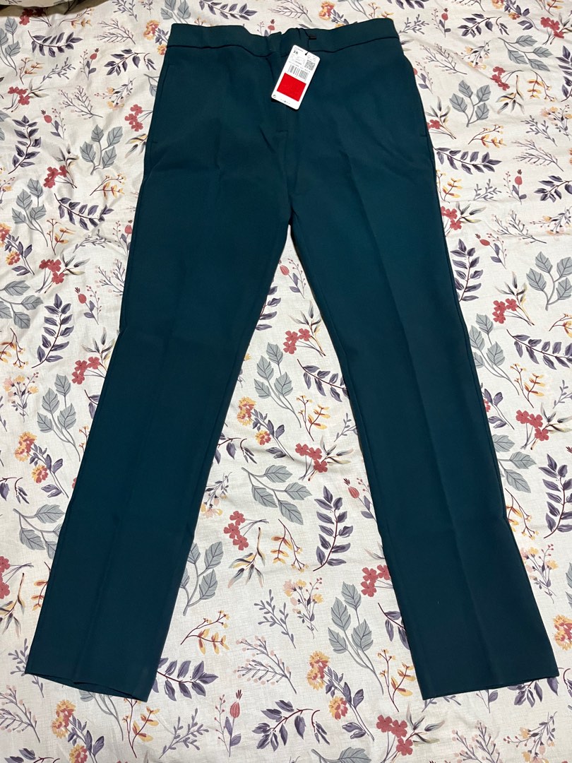 Zara Dark Green Formal Straight Pants, Women's Fashion, Bottoms, Other ...
