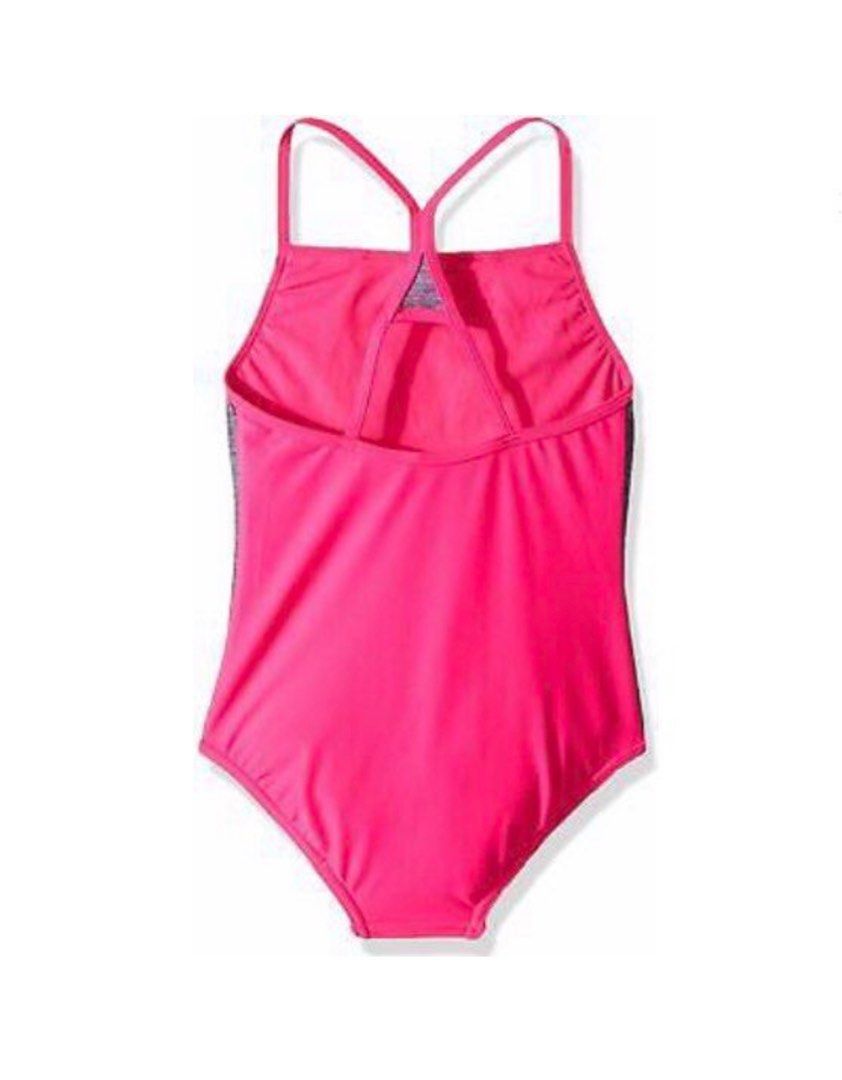 (14y) Speedo Girls Heather Thin Strap Pink One Piece Swimsuit, Women's ...