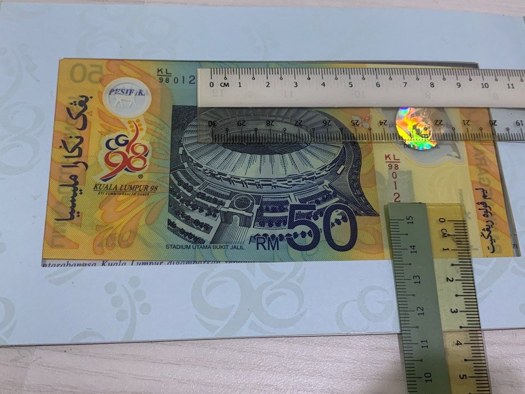 KL98 012XXX Low Number RM50 Sukom Polymer Note Commonwealth Komanwel 1998 with folder, Vintage ...