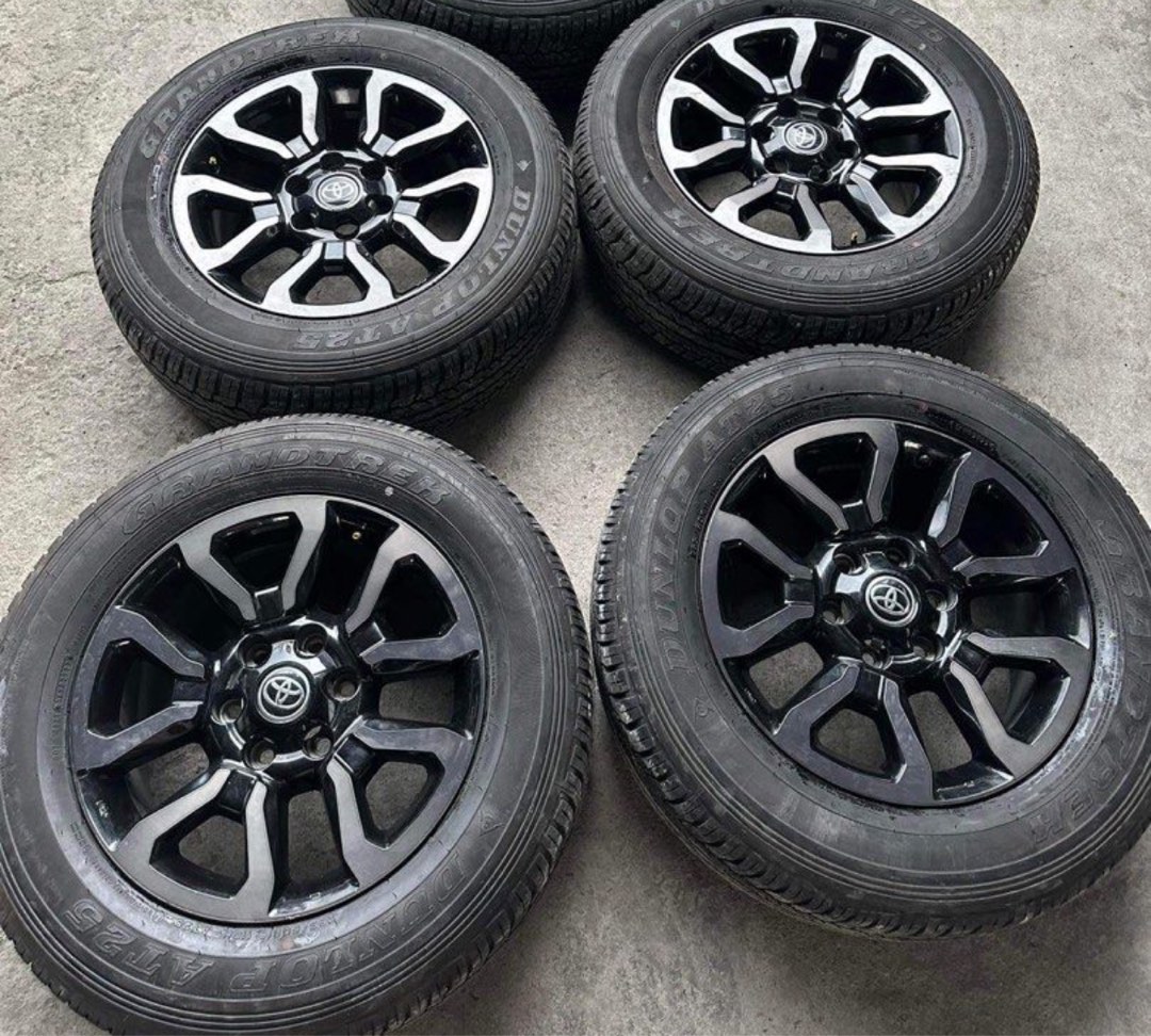 4pcs 18” Hilux Conquest mags 6Holes pcd 139 w/265-60-r18 Dunlop AT25 ...