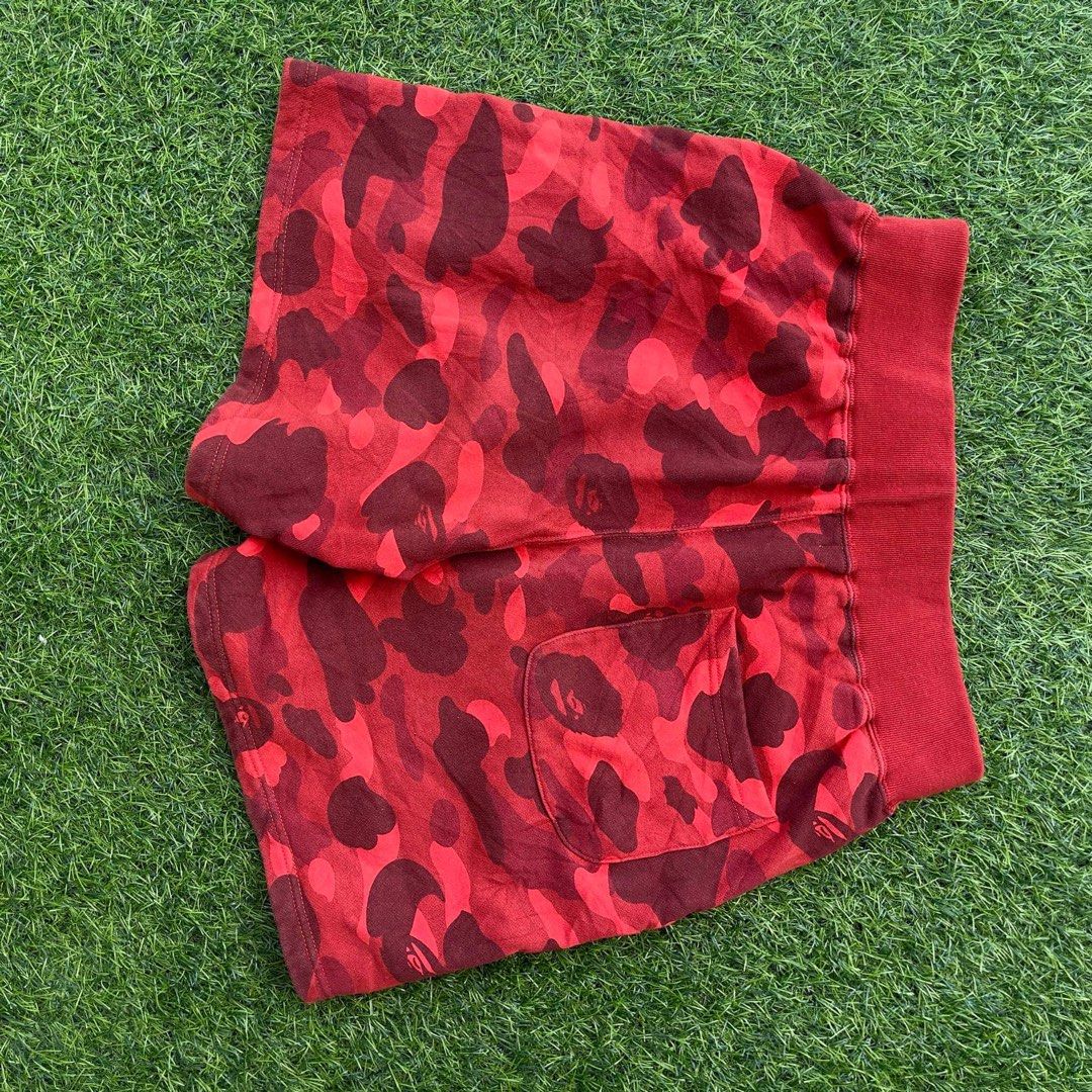 A BATHING APE - BAPE SHARK RED CAMO SHORT, Men's Fashion, Bottoms ...
