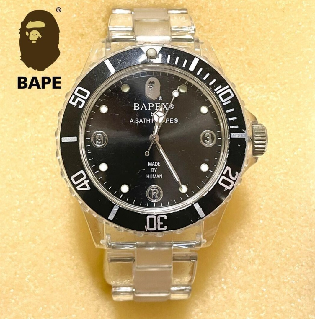 A BATHING APE Watch BAPEX CLEAR Belt Battery Replaced 40mm Case With ...