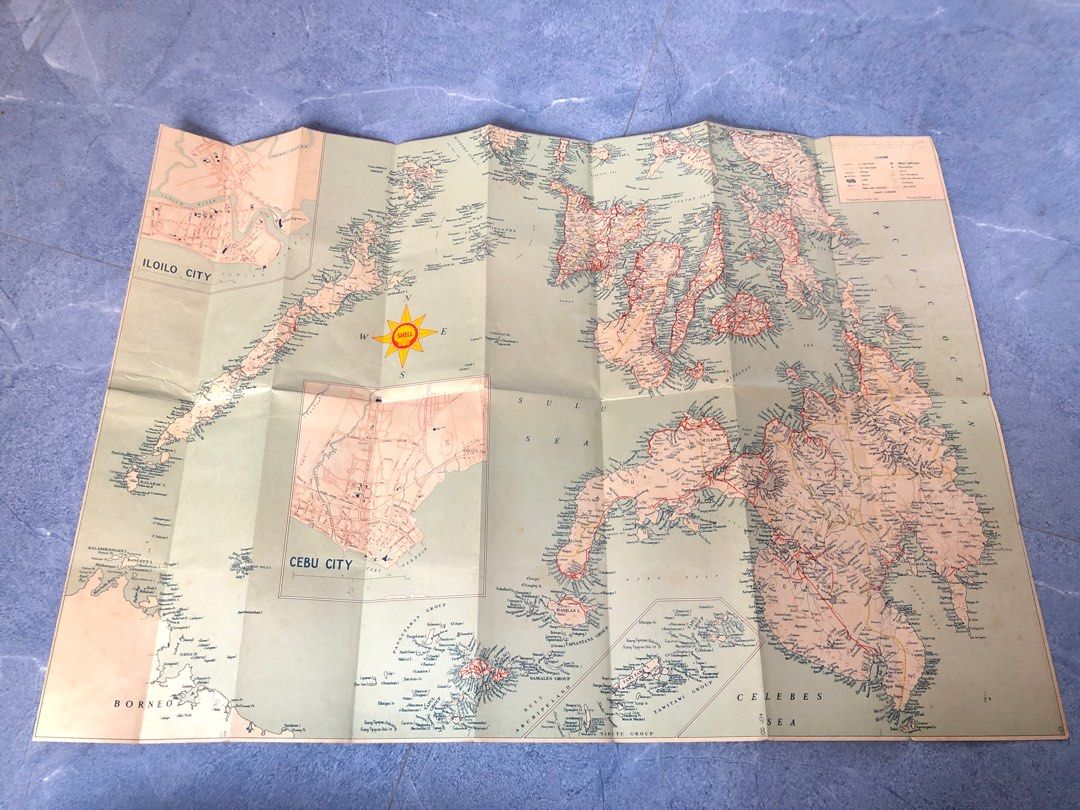 Antique Shell Road Map of Philippine Islands, Hobbies & Toys ...