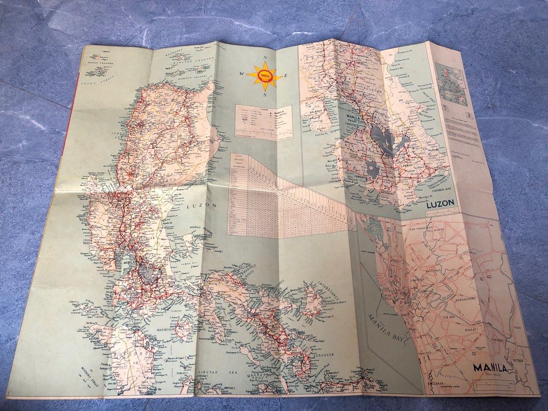 Antique Shell Road Map of Philippine Islands, Hobbies & Toys ...