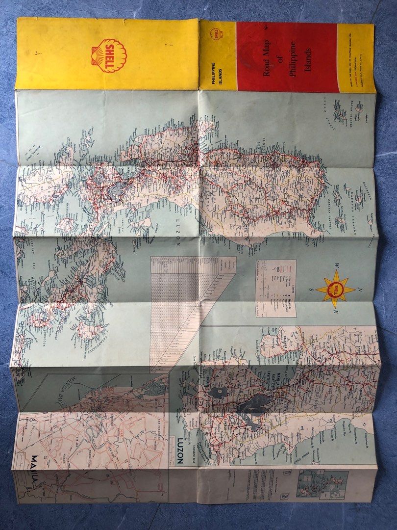 Antique Shell Road Map of Philippine Islands, Hobbies & Toys ...
