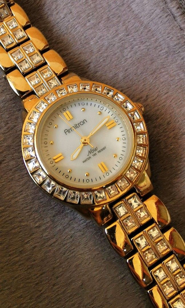 Armitron Now Gold Tone Crystal Quartz Watch, Women's Fashion, Watches ...