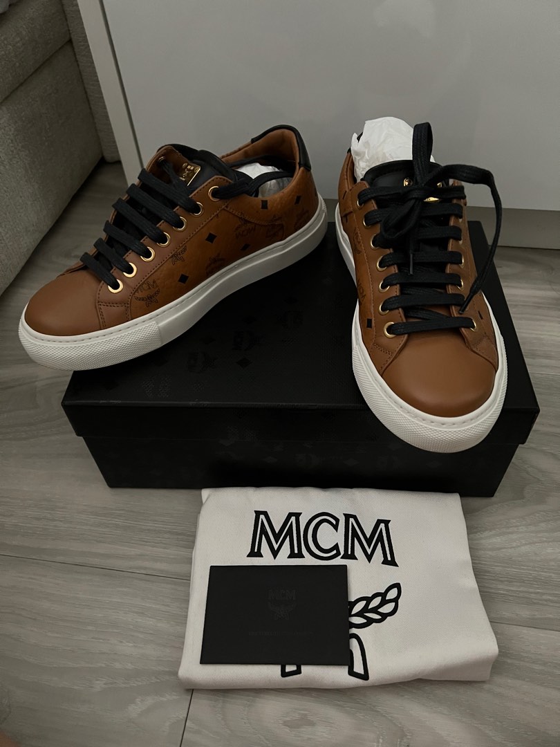 Authentic MCM Brown Leather Sneakers, Luxury, Sneakers & Footwear on ...