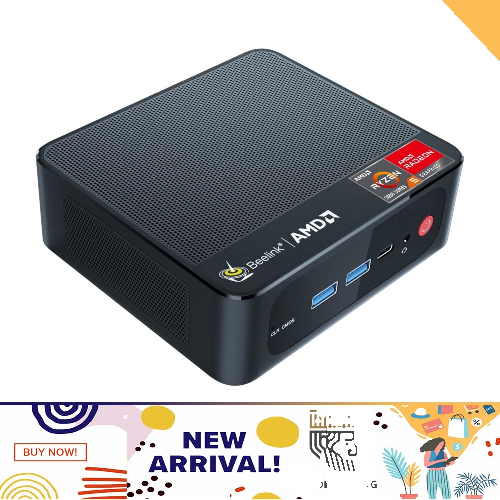 Beelink SER5 Pro Mini PC, AMD Ryzen 7 5700U (8C/16T,Up to 4.3GHz) 32GB ...