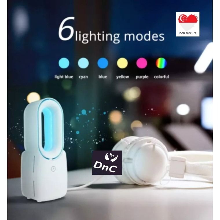 Bladeless Fan Table & Bedside Fan No Blade Fan Portable with Ambient ...