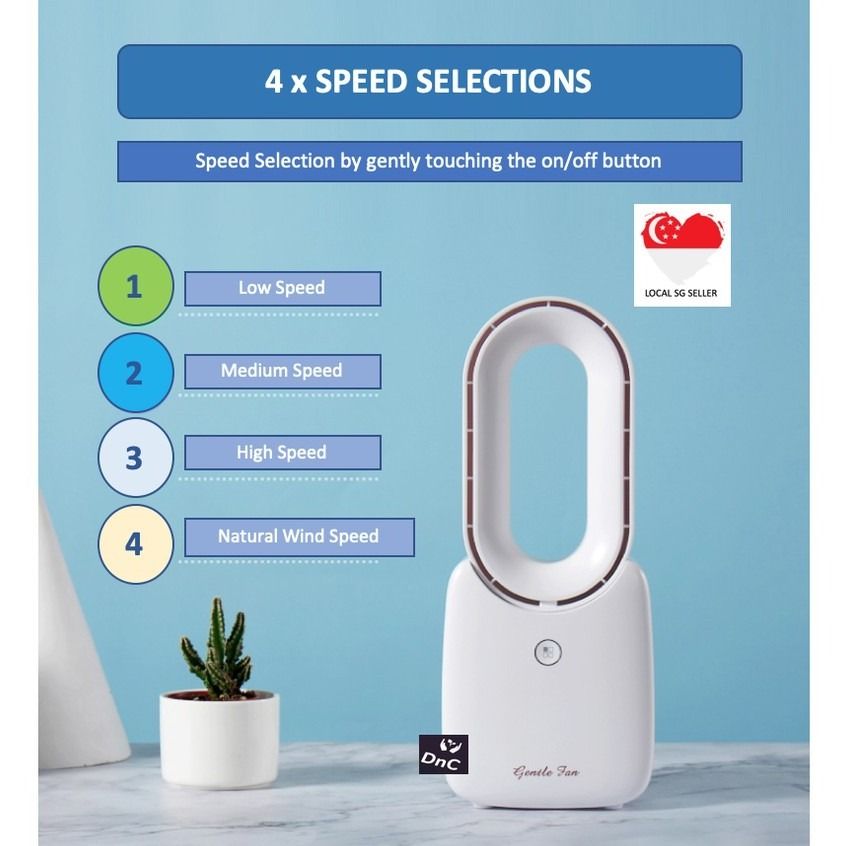 Bladeless Fan Table & Bedside Fan No Blade Fan Portable with Ambient ...
