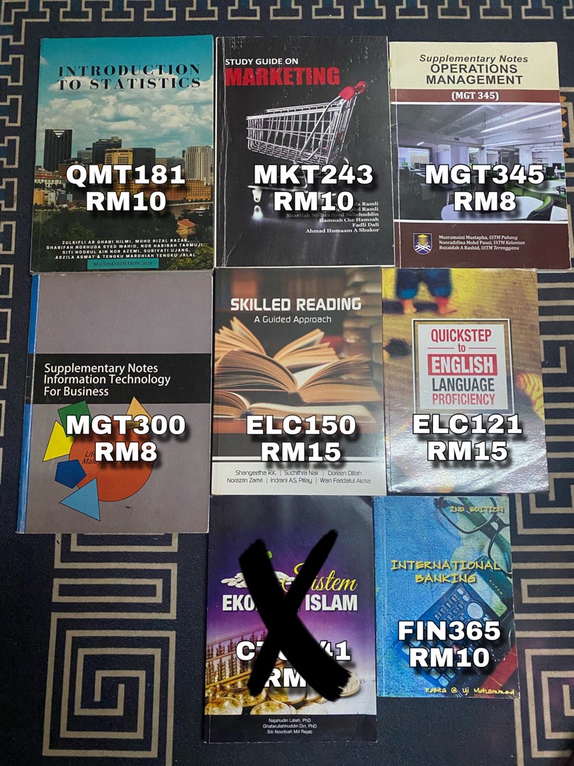 BUKU UITM [QMT181, MKT243, MGT345, MGT300, ELC150, ELC121, FIN365], Hobbies & Toys, Books ...