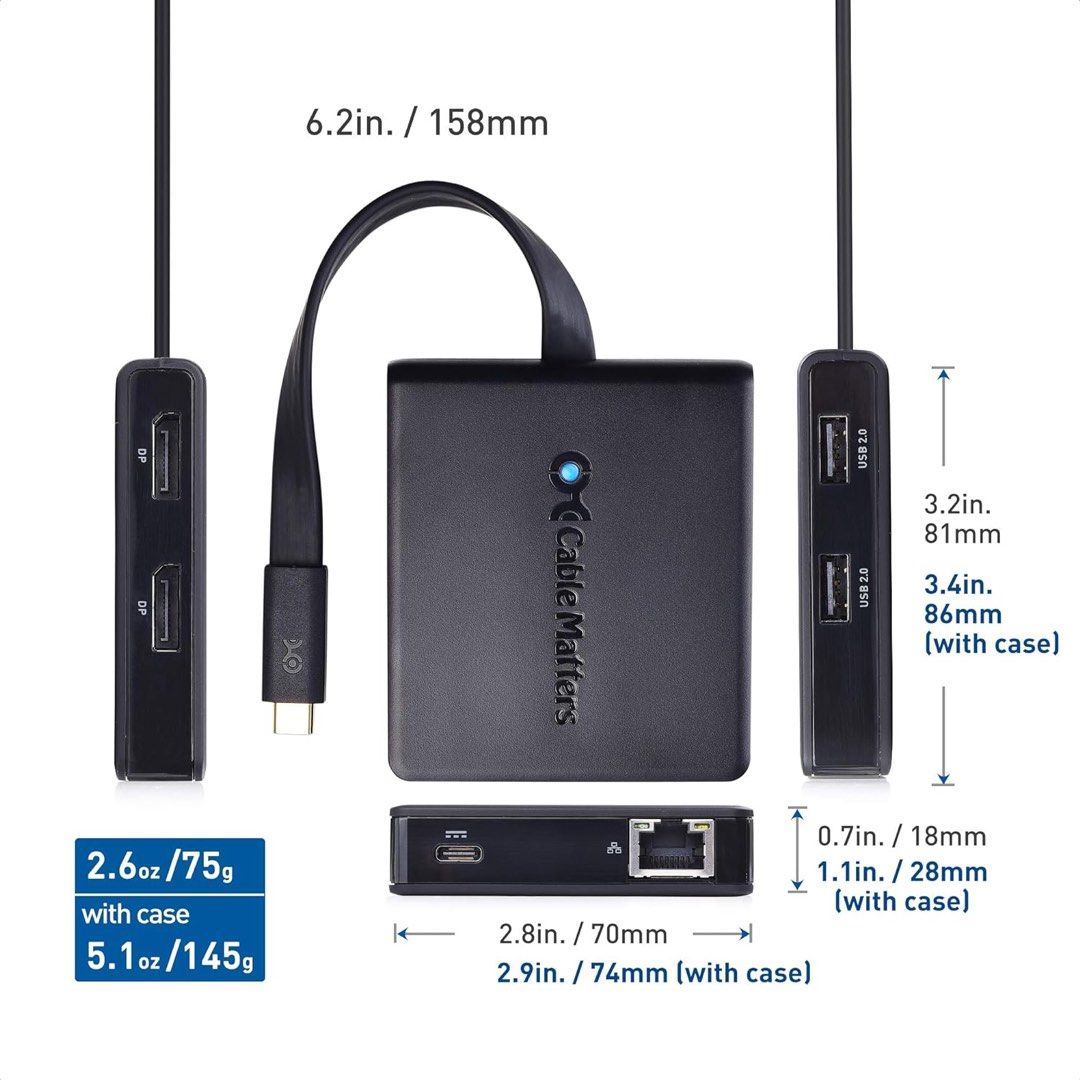 Cable Matters Dual Monitor USB C Hub with DisplayPort and 100W PD ...