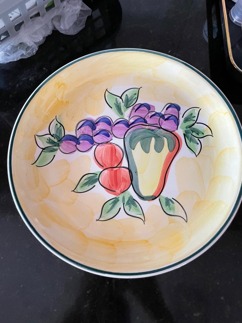Vintage HJ design Ceramic Plates with fruits designs, Furniture & Home ...