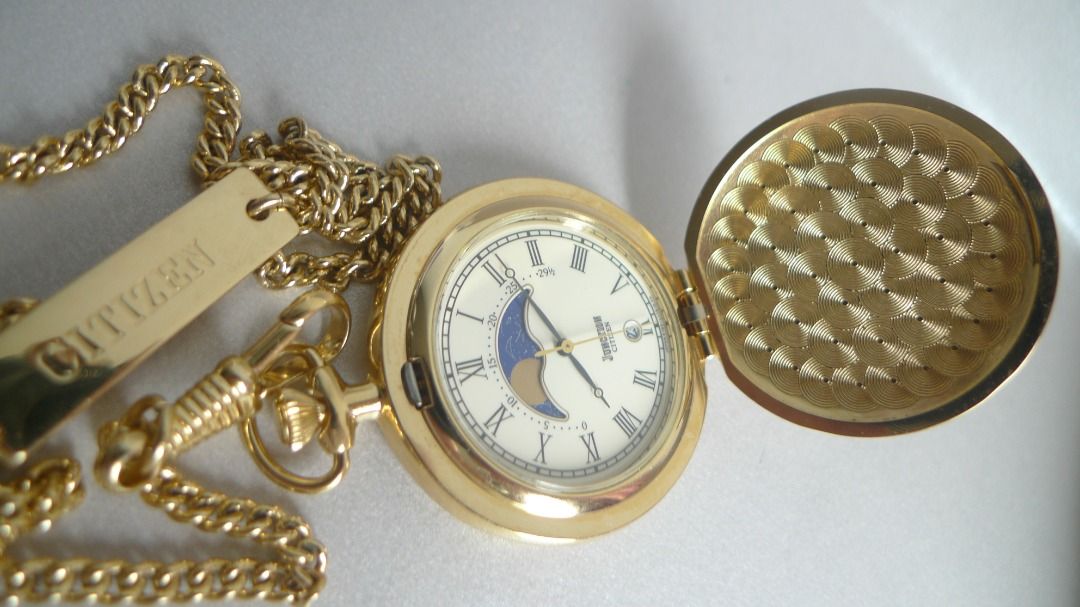 CITIZEN JUNCTION Moon Phase Quartz Pocket Watch, Men's Fashion, Watches ...