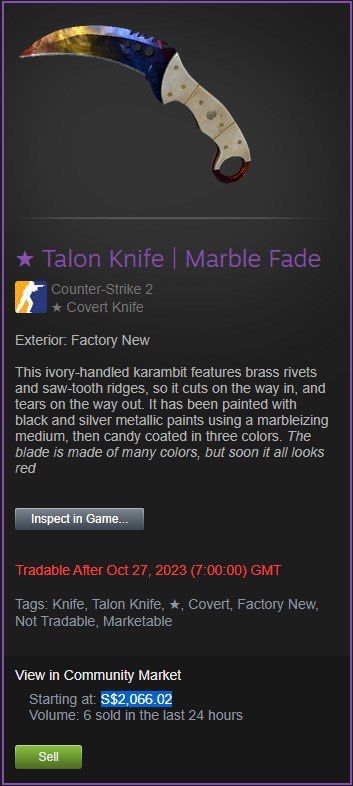 CSGO CS2 Talon Knife | Marble Fade FN [BUFF PRICE], Video Gaming ...