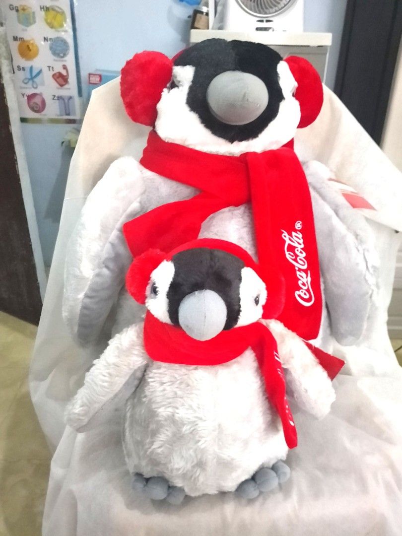 Cute Penguin coca cola stuff toy (small & large), Hobbies & Toys, Toys ...