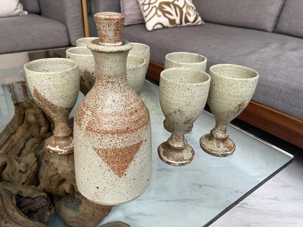 Fire Earthed Decanter with 8 Wine Goblets, Furniture & Home Living ...