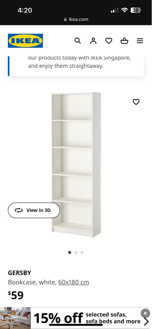 IKEA Gersby bookcase, white, Furniture & Home Living, Furniture ...