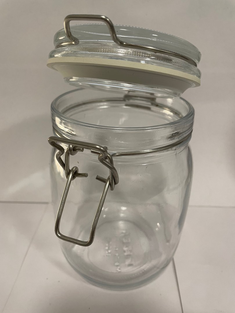IKEA Korken Jar with lid, clear glass, 1 litre, 傢俬＆家居, 廚具和餐具, 食物整理及儲存 ...