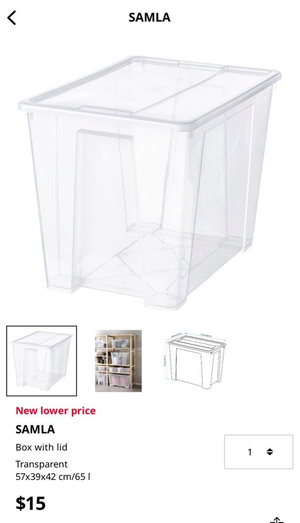 IKEA Samla Storage Box, Furniture & Home Living, Home Improvement ...