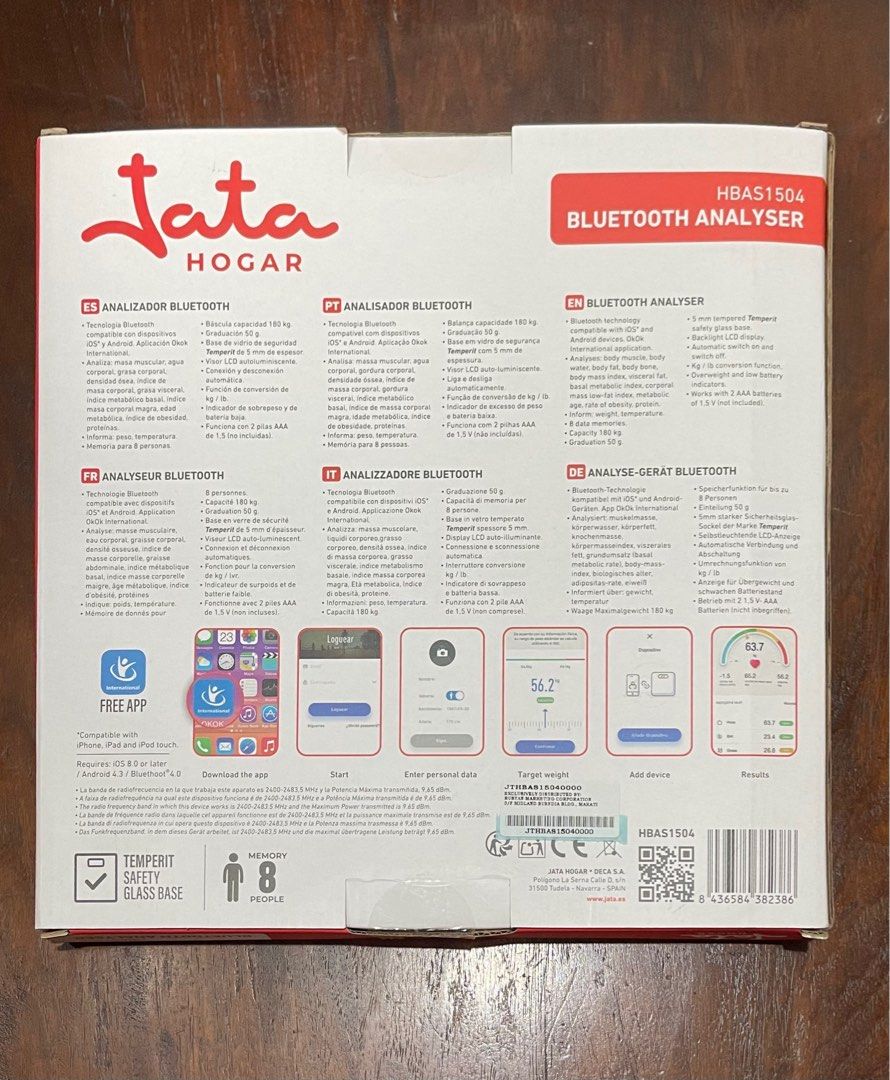 Jata Bluetooth Analyser Scale, Health & Nutrition, Health Monitors ...