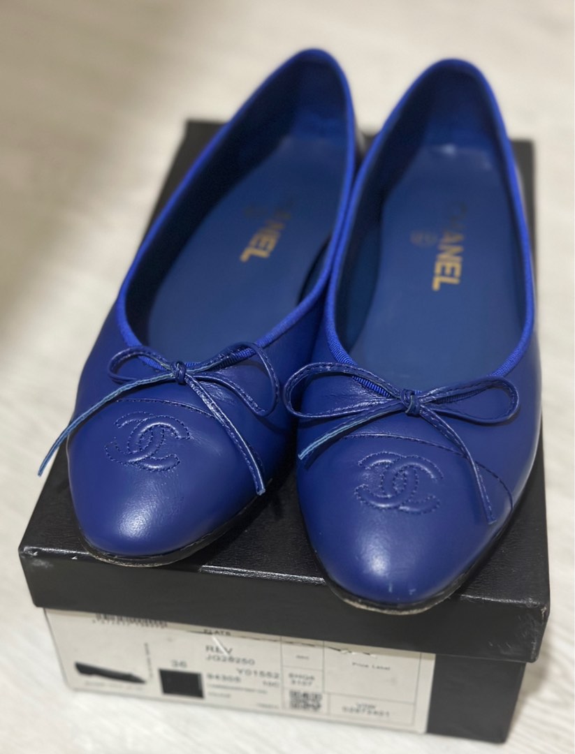 Jet Blue Chanel Flats Shoes Shoe, Women's Fashion, Footwear, Flats on ...