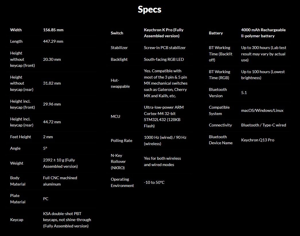 Keychron Q13 Pro (Alice Layout) QMK/VIA Wireless Custom Mechanical ...