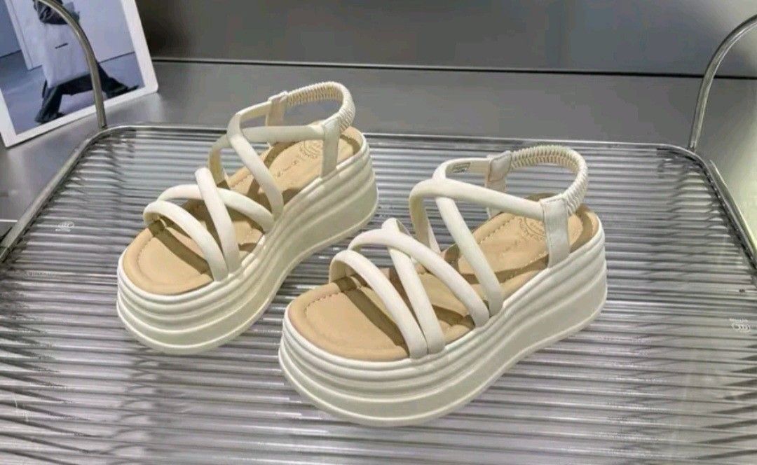 Korean 2inch wedge sandals, Women's Fashion, Footwear, Flats & Sandals ...