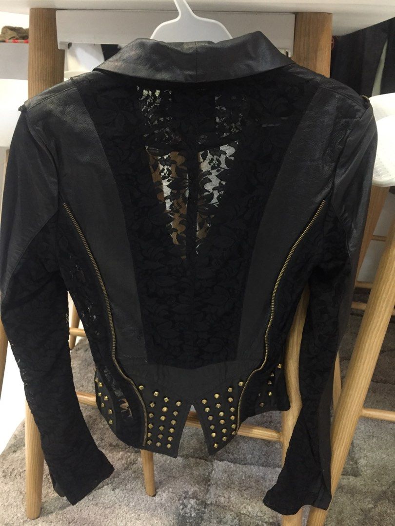 Leather Lace Jacket, Women's Fashion, Coats, Jackets and Outerwear on ...