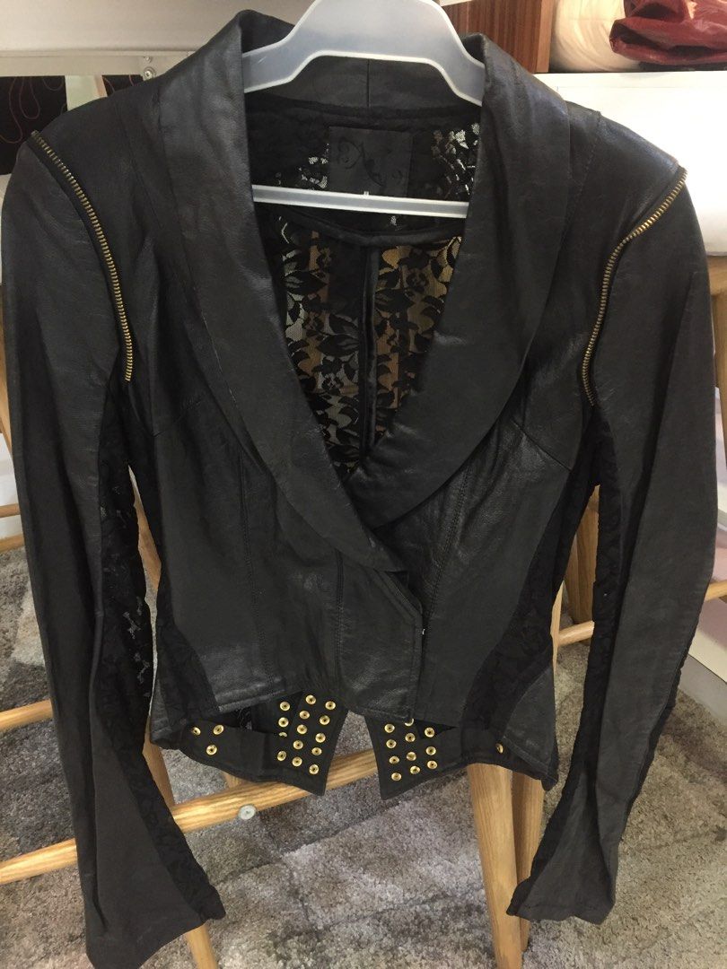 Leather Lace Jacket, Women's Fashion, Coats, Jackets and Outerwear on ...