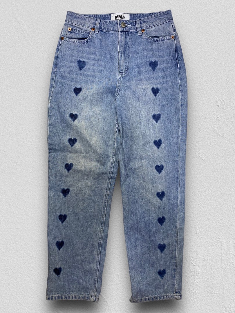 mm6 maison marigiela paris heart jeans, Women's Fashion, Bottoms, Jeans ...