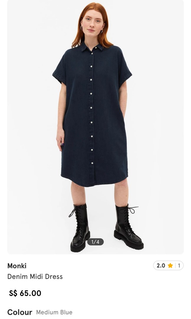 Monki Denim Midi Dress, Women's Fashion, Dresses & Sets, Dresses on ...